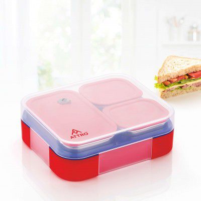 ATTRO Admire 3 Compartment Stainless Steel Lunch Box Inner Steel 800ml ...