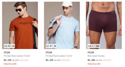 Myntra: Upto 85% OFF - Fcuk Clothing | Dealsmagnet.com