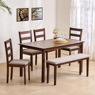 Home Centre 6 Seater Lia Rubber Wood Dining Set | Rubber Wood Dining ...