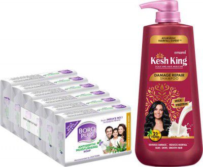 Kesh King Damage Repair Shampoo 600ml + BoroPlus Moisturising Soap ...