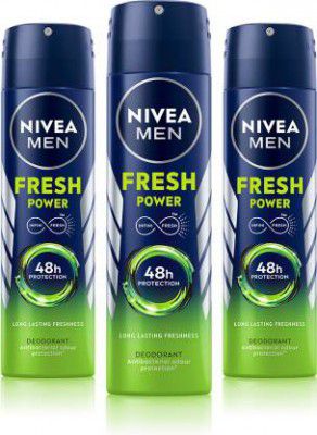 NIVEA MEN Fresh Power Deodorant Spray - For Men (150 ml, Pack of 3 ...