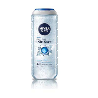 NIVEA MEN Pure Impact Shower Gel, 500ml, (Hair, Face & Body Wash ...