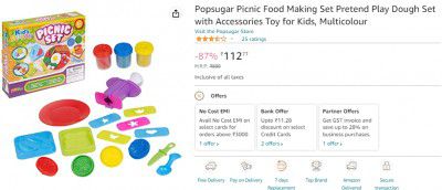Popsugar Picnic Food Making Set Pretend Play Dough Set with Accessories ...