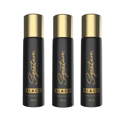Signature Black Deodorant Body Spray - 150 ml | For Men & Women (50ml X ...