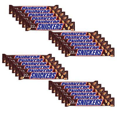 SNICKERS Peanut Filled Milk Chocolate Bar, 22g (Pack of 24 ...