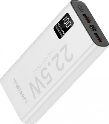 WINgFI 20000 mAh 22.5 W Compact Power Bank (White, Lithium Polymer ...